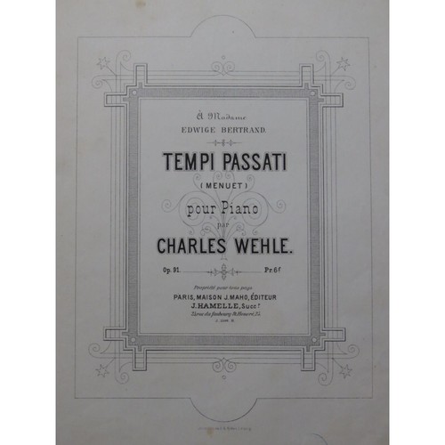 Wehle Charles Tempi Passati Op 91 Piano ca1880 | eBay