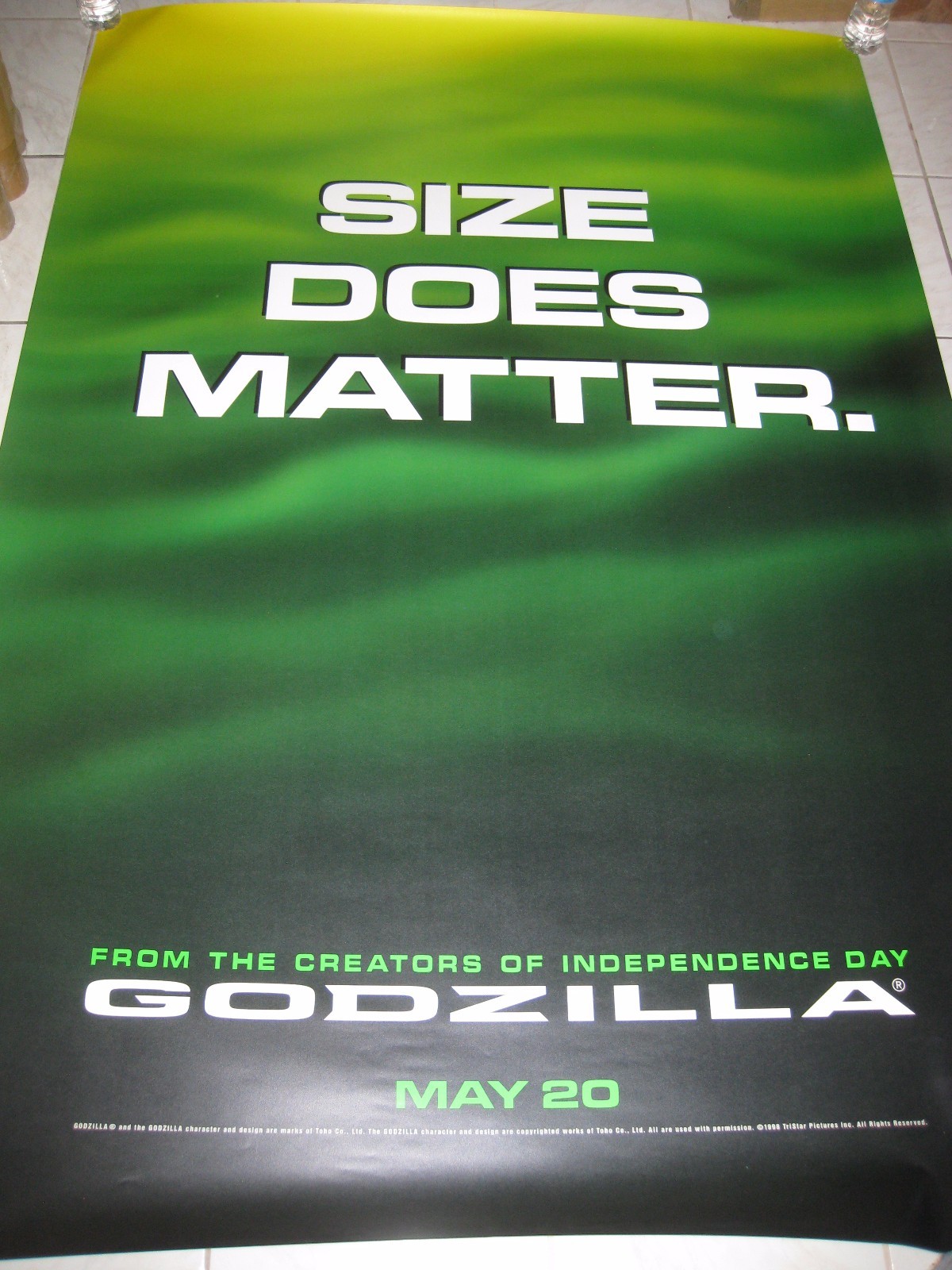GODZILLA 1998 Size Does Matter Original DS 2 Sided 4x6' US Bus Shelter ...