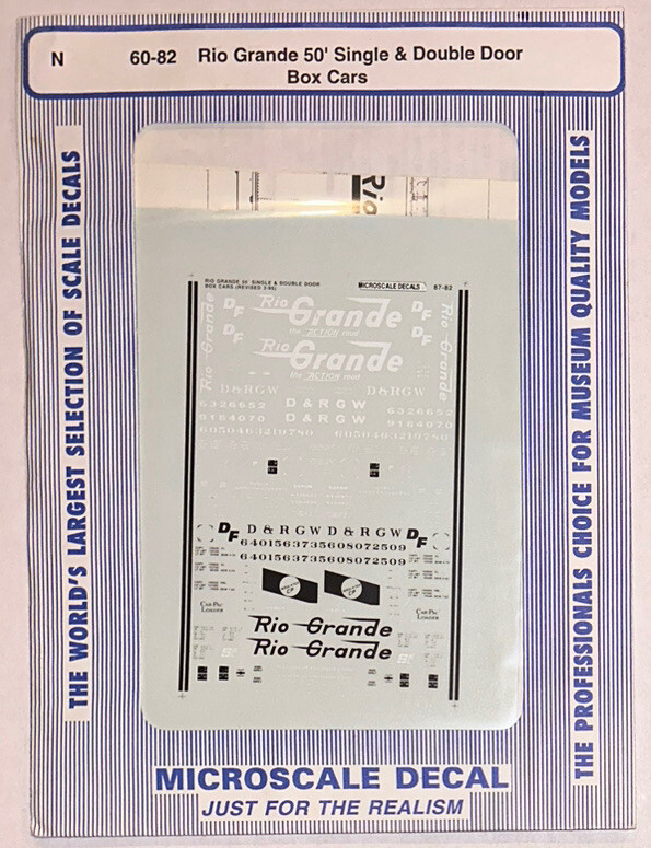 MICROSCALE N SCALE-RIO GRANDE/D&RGW 50’ SINGLE & DOUBLE DOOR BOX CARS ...