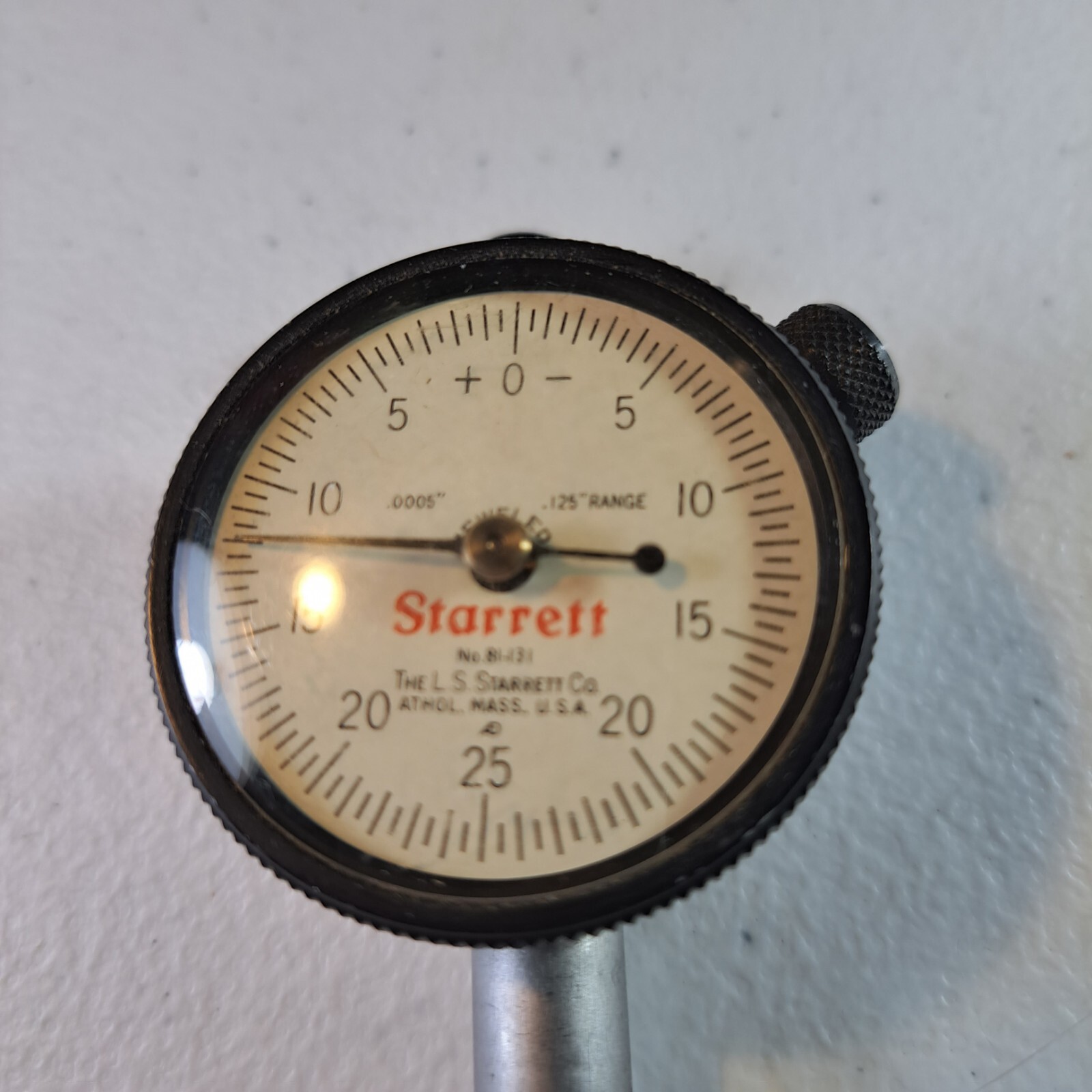 Starrett Dial Indicator 81-131J .0005" Grad .125” Range with Top Push ...