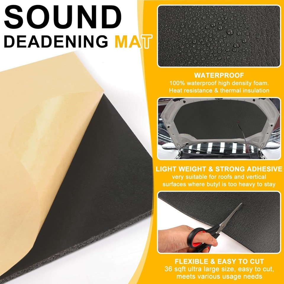 Sound Deading Material for Cars, 157 MIL (4 mm) 36 sqft Sound Deadening ...