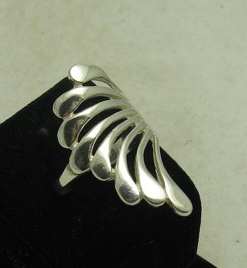 Stylish Long Genuine Sterling Silver Ring Solid 925 Handmade Hallmarked ...