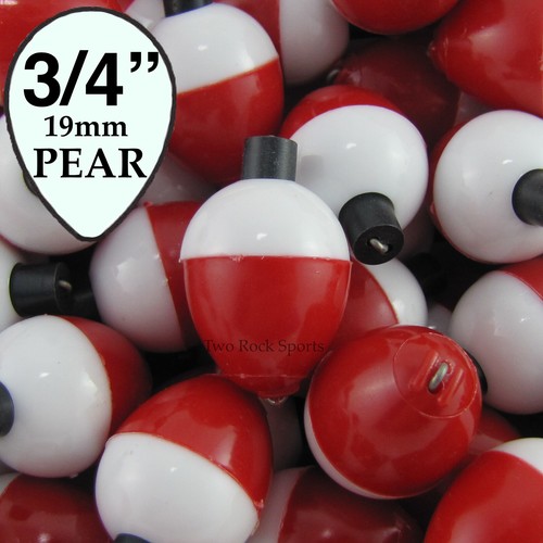 3/4" inch .75" - PEAR shape Red & White Fishing Bobbers Floats 10 to ...