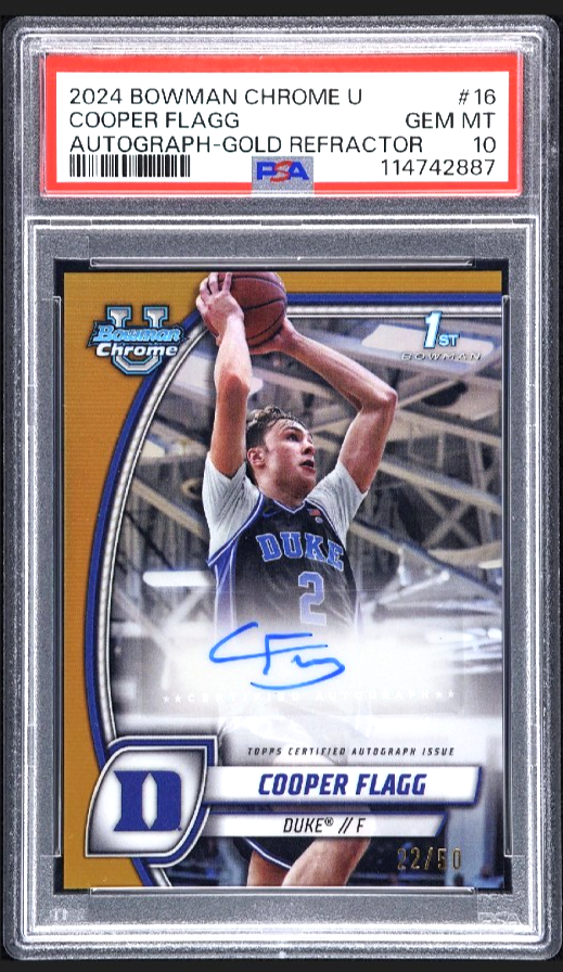 2024 Bowman Chrome Gold Refractor Cooper Flagg 1st ROOKIE AUTO 22/50 ...