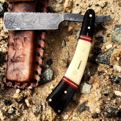 10" Damascus Steel Sharp Razor Blade Buffalo Horn Handle Hand Made | eBay