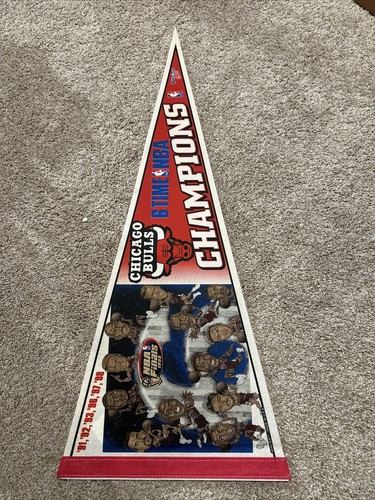 NBA CHICAGO BULLS 6 Time NBA Champions Pennant ‘91 ‘92 ‘93 ‘96 ‘97 ‘98 ...