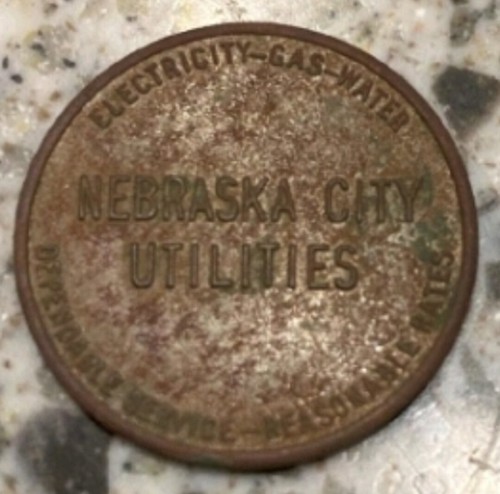Nebraska City Otoe County Utility Token Copper Water Gas Electric ...