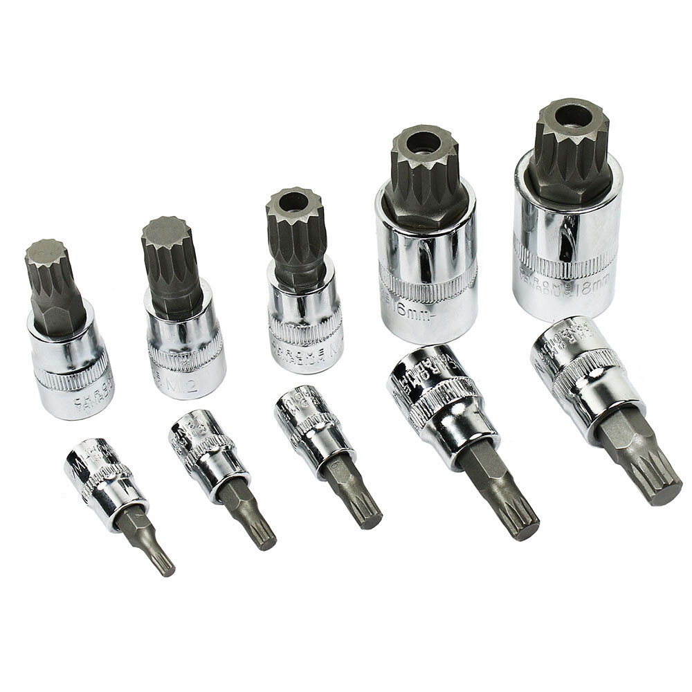 10pc XZN Triple Square 12 Point Spline Bit socket Set 4MM - 12MM | eBay