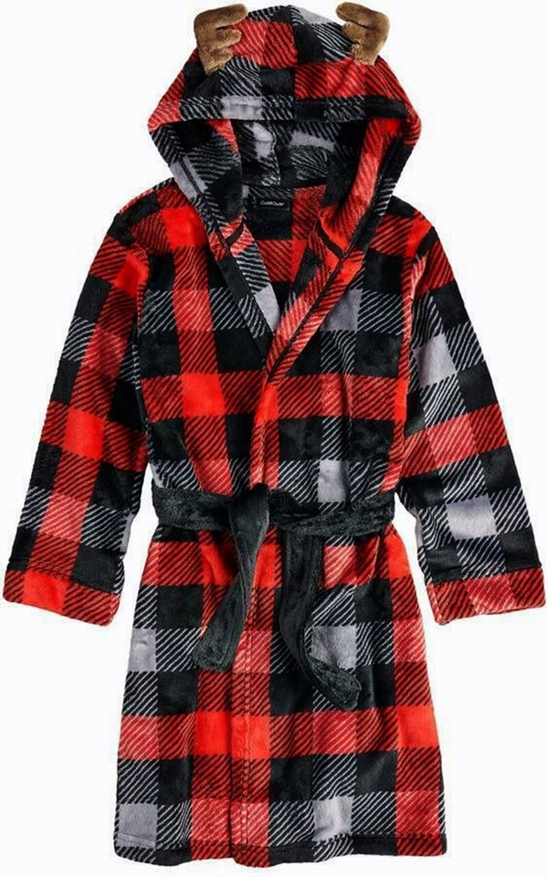 Moose/Deer Checkered Bath Robe Size 8-10 Medium 12-14 Large Boys ...