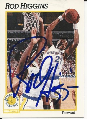 Signed 1991-92 NBA Hoops Basketball card #68 Rod Higgins Golden State ...