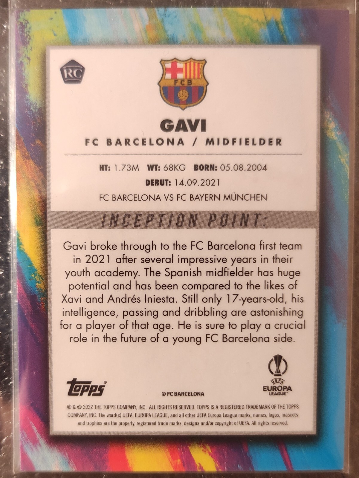 2021-22 Topps Inception UEFA UCL Card RC Rookie Gavi Succession 08/99 ...