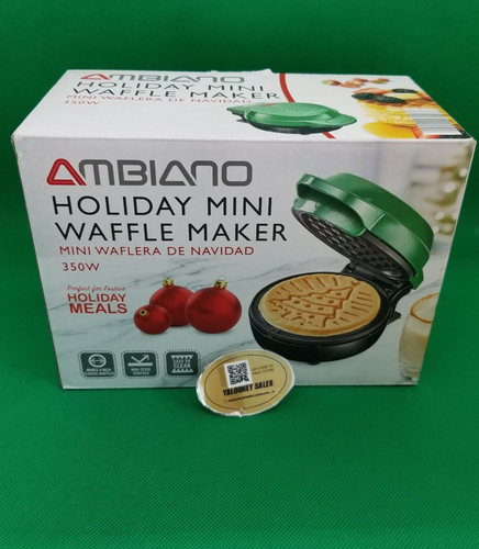 NIB AMBIANO HOLIDAY MINI WAFFLE MAKER Non-stick 4" Christmas Tree ...