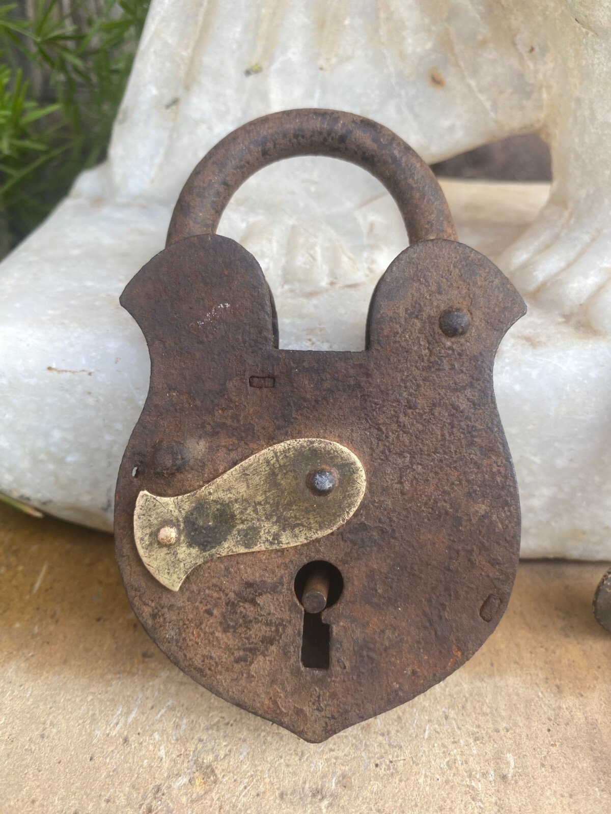 Antique Hand Crafted Iron & Brass Made Padlock Old Indian House Safety ...