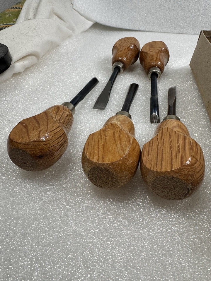 5 Piece Mifer Wood Palm Carving Set Wood Working Tools Chisels Gouges ...