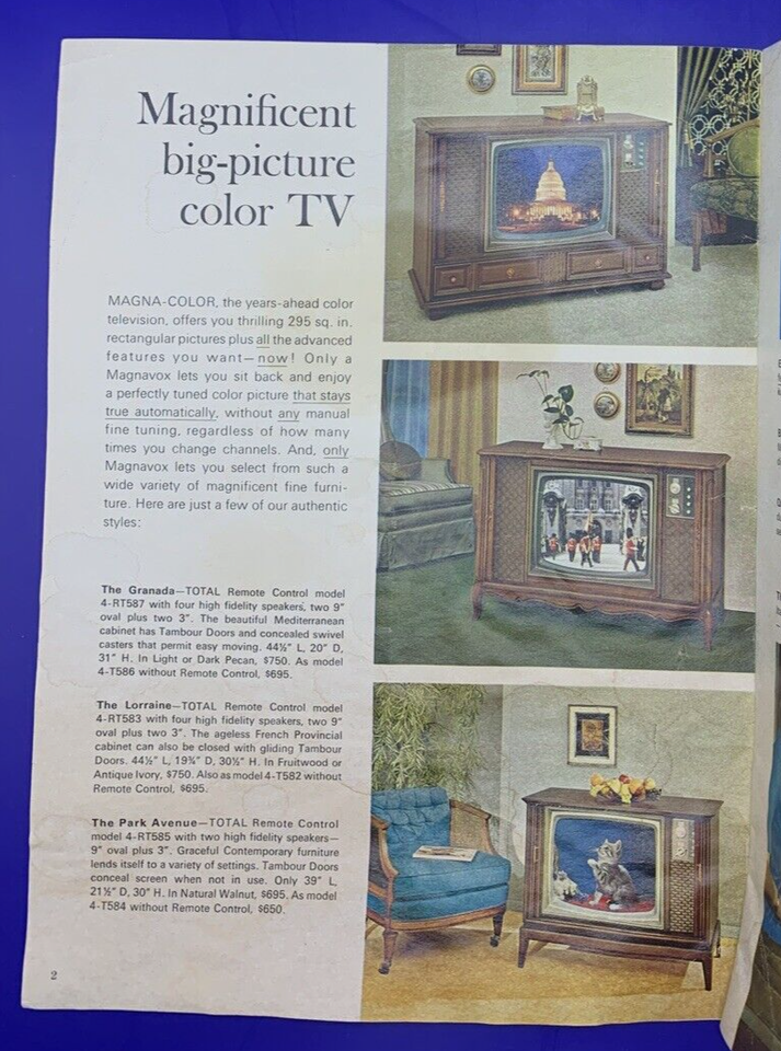 Magnavox Color Televison TV Stereo Radio Brochure Mid Century MCM ...