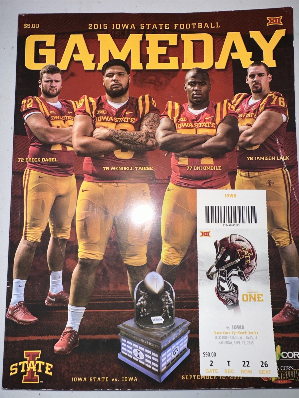 2015 Iowa Hawkeyes vs Iowa State Cyclones Football Program + 1 Ticket ...