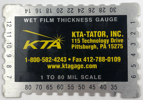 Wet Film Thickness Gauge 1 to 80 Mil / 25-2032 Micron Scales by KTA ...