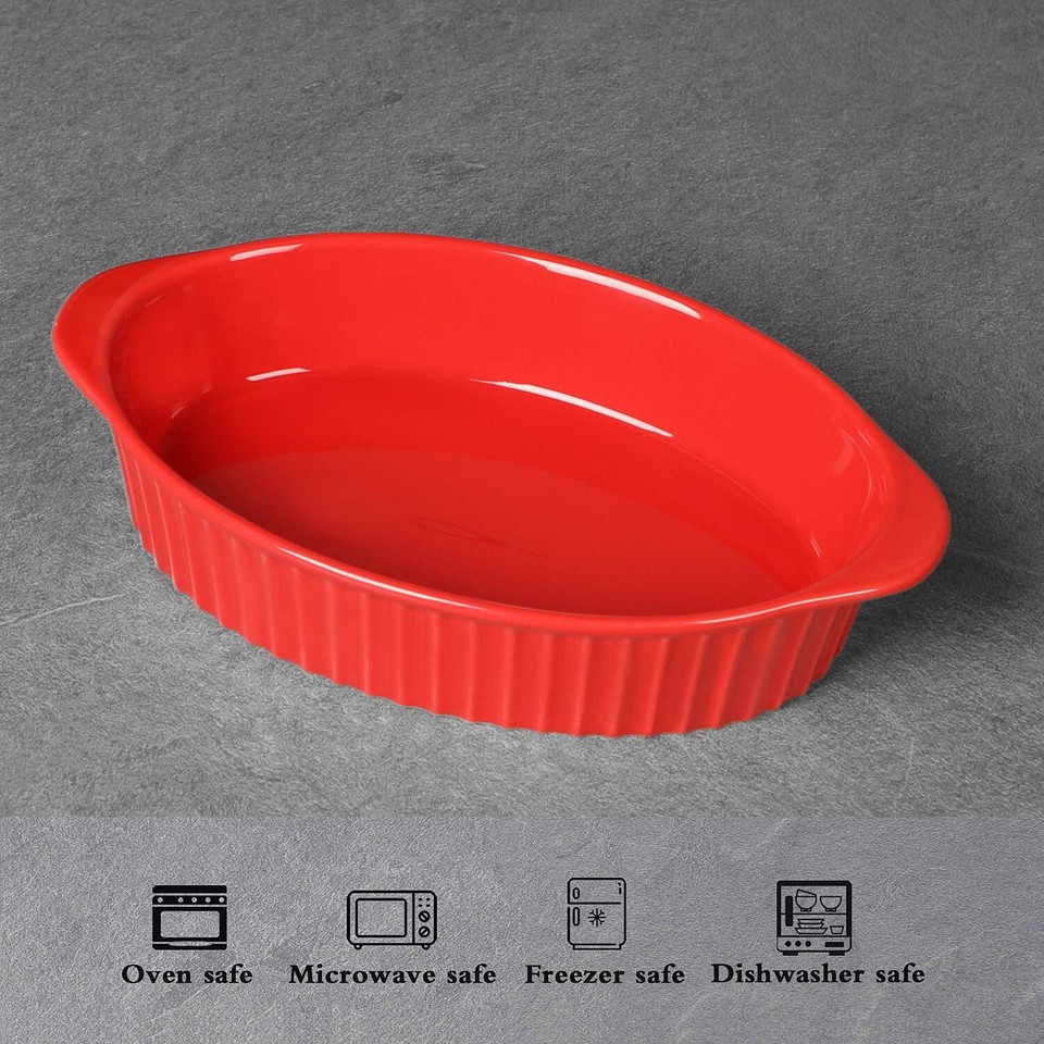 Porcelain Small Oval Au Gratin Pans Baking Dish Set for 1 or 2 person ...