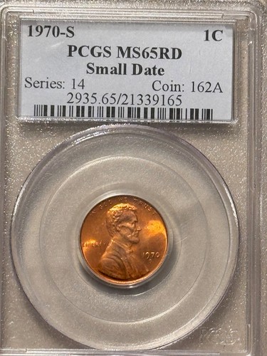 1970 S Small Date Lincoln Cent 1C PCGS MS65RD **RED** Gem Unique ...
