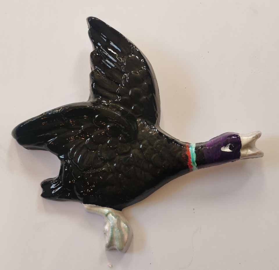 Flying ducks plaster wall hanging plaques Black Purple Gothic birds 50 ...