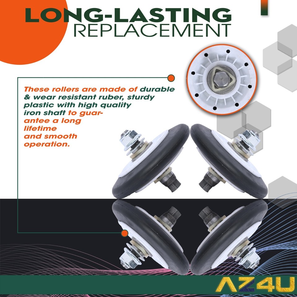 Pack of 4 4581EL2002C Dryer Drum Roller Wheel and Shaft Pack For LG ...