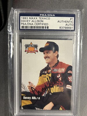 Davey ALlison 1993 MAXX PACK PULLED INSERT autographed NASCAR TEXACO #1 ...