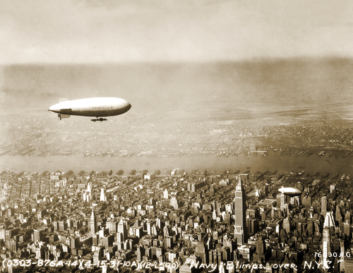 1931 Navy Blimp Over New York City NY Old Vintage Photo 8.5" x 11 ...
