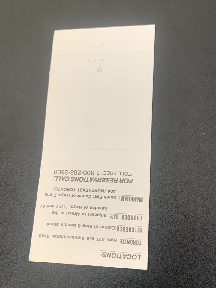 Vintage Canada Matchbook: “Valhalla Inn” Toronto Thunder Bay Markham ...