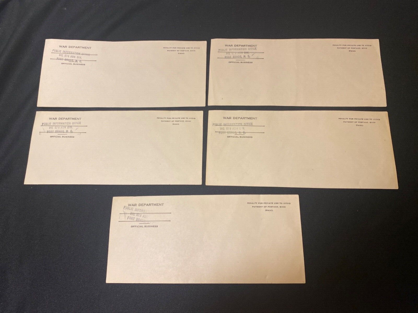 WW2 5 War Department Public Information Office 82nd Airborne Ft. Bragg ...