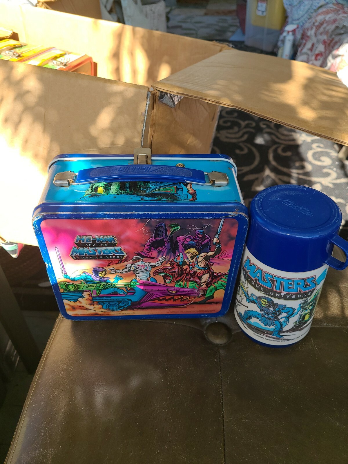 He-Man Masters of the Universe Metal Lunch Box Thermos 1983 1984 HeMan ...