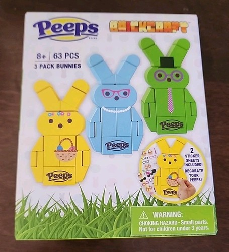 Brickcraft Peeps 3 Pack Bunnies - Blue, Green, Yellow Brick Building Kit (63 Pc) | eBay