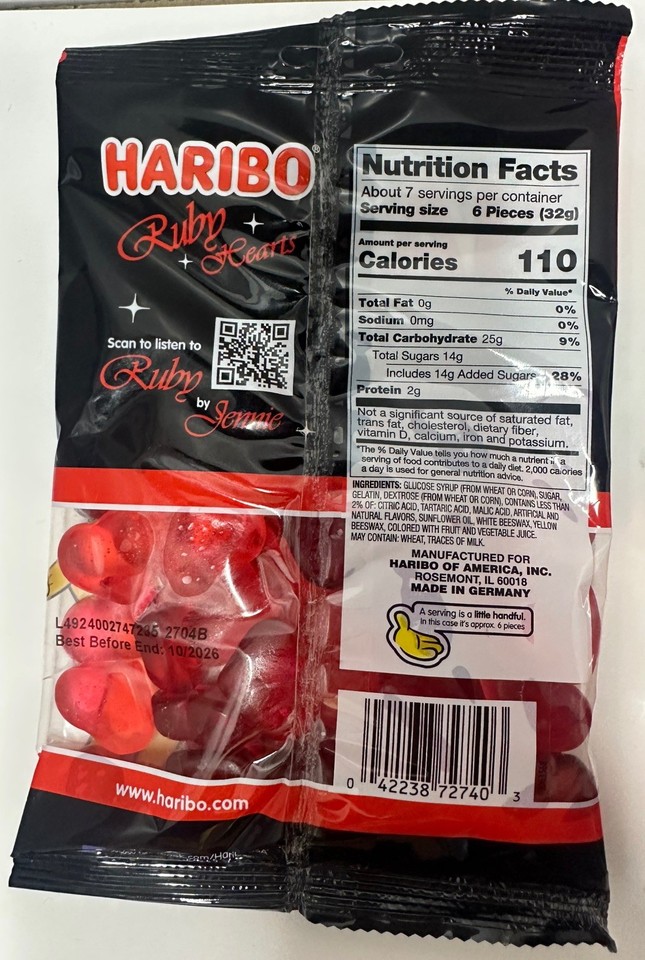 Haribo Jennie Ruby Hearts Jennie’s Edition 8oz Bags - Limited 2025 (2 ...
