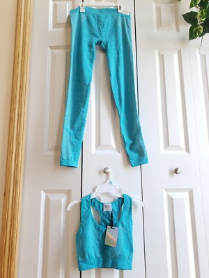 GET A GRIP WOMENS TEAL WORKOUT SPORT BRA RUNNING PANT SET Sz S M NWT | eBay