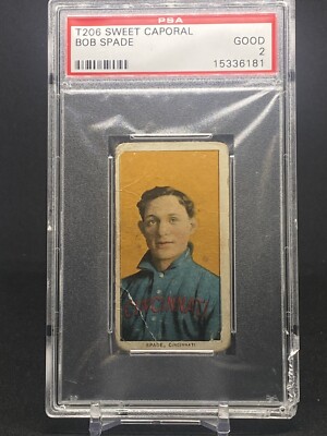 1909-11 T206 Bob Spade Cincinnati, SWEET CAPORAL 350 - PSA 2 - Good ...