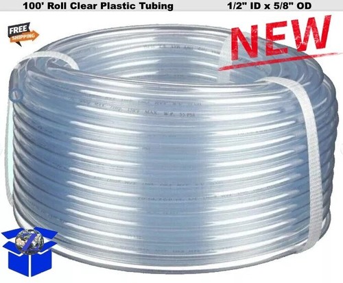 Clear Plastic Tubing Flexible 100' Roll 1/2" ID x 5/8" OD | eBay