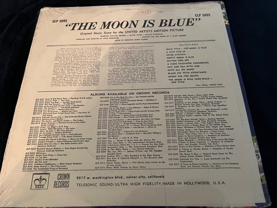 The Moon Is Blue Soundtrack VINYL SEALED Herschel Burke Gilbert Vinyl ...