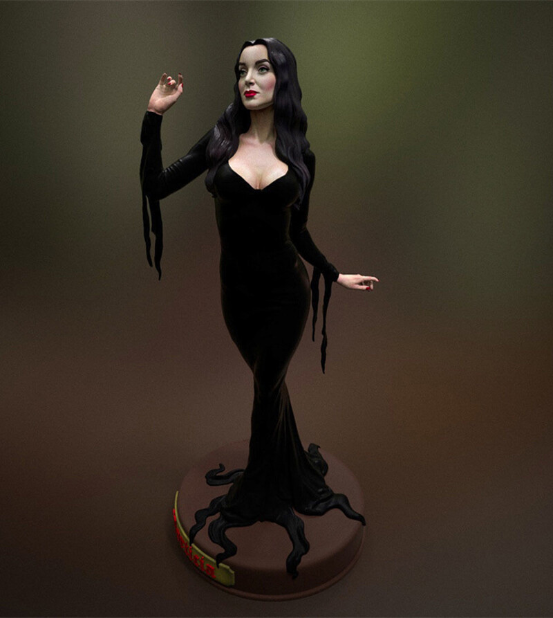 3D Printing Morticia Addams Garage Kit Figure Model Kit Unpainted ...