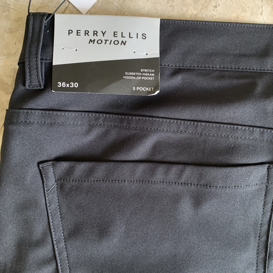NWT Perry Ellis Motion Men’s 36 X 30 Dress Pants Slim Fit 5 Pockets ...