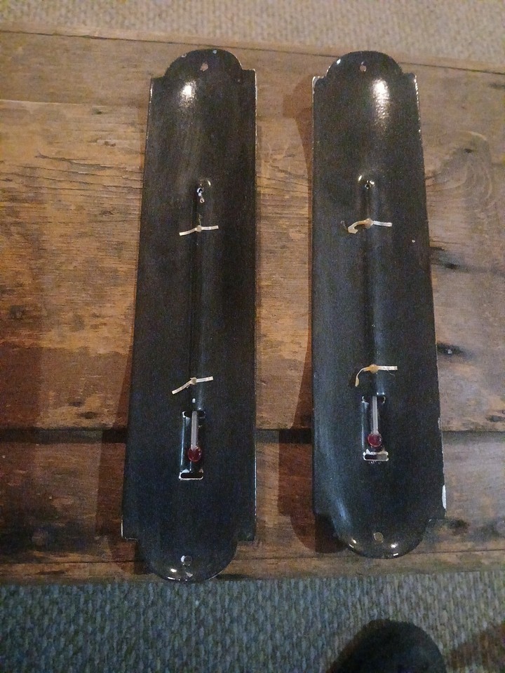 VINTAGE 12” SHELL And Pennzoil PORCELAIN THERMOMETERs SIGN CAR GAS OIL ...