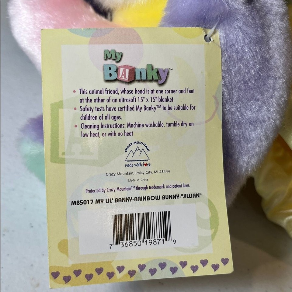 My Banky Bunny Security Lovey Blanket Plush Rabbit Yellow Jillian new ...
