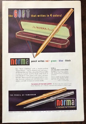Vintage Norma 4 Colors in 1 Pencil Set Gift Color Print Ad Pencil of ...