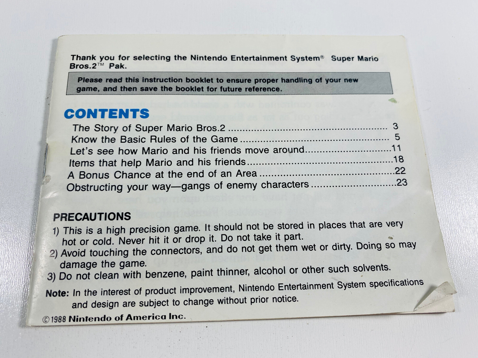 SUPER MARIO BROS. 1 2 3 -- NINTENDO NES INSTRUCTION BOOKLET MANUALS ...