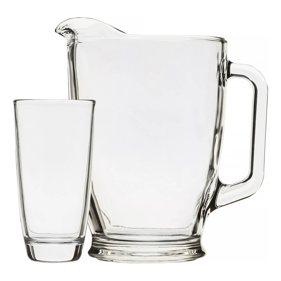Mainstays 674602 7-Piece Clear Glass Pitcher and Drinkware Tumbler Set ...