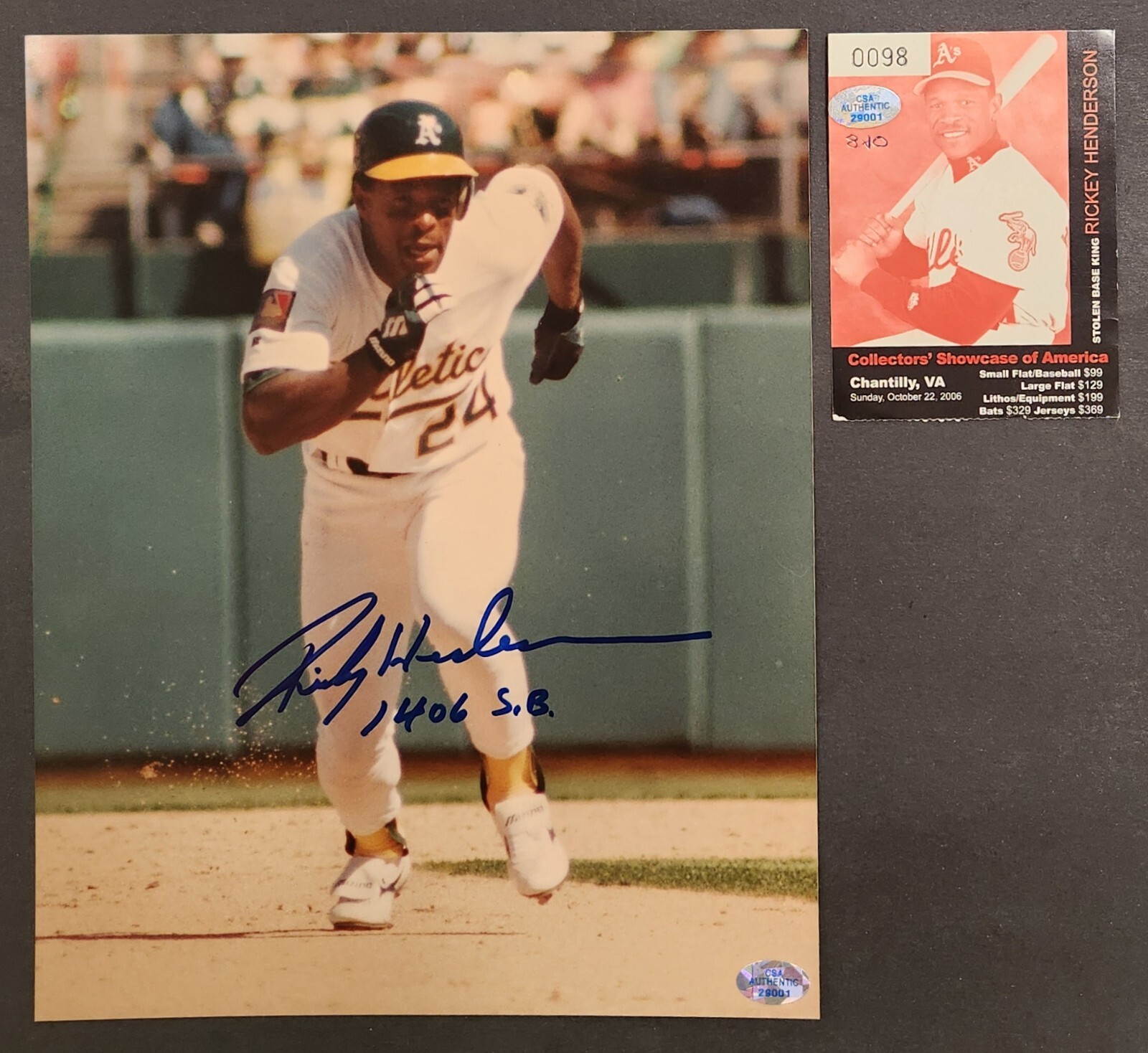 RICKEY HENDERSON Autographed 8x10 Photo Signed IN-PERSON 1990 MVP BB ...