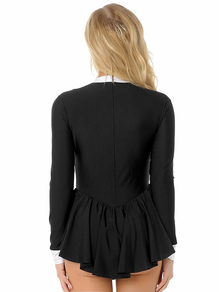 Women's Tuxedo Waitress Cosplay Costume Bowknot Button Latin Ballet ...