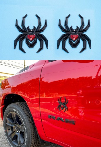 2 X Red Black Spider Emblem Fit F-150 Silverado Sierra RAM Black Widow ...