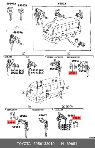 retainer, luggage compartment lock cylinder, 6956133010 for TOYOTA ...