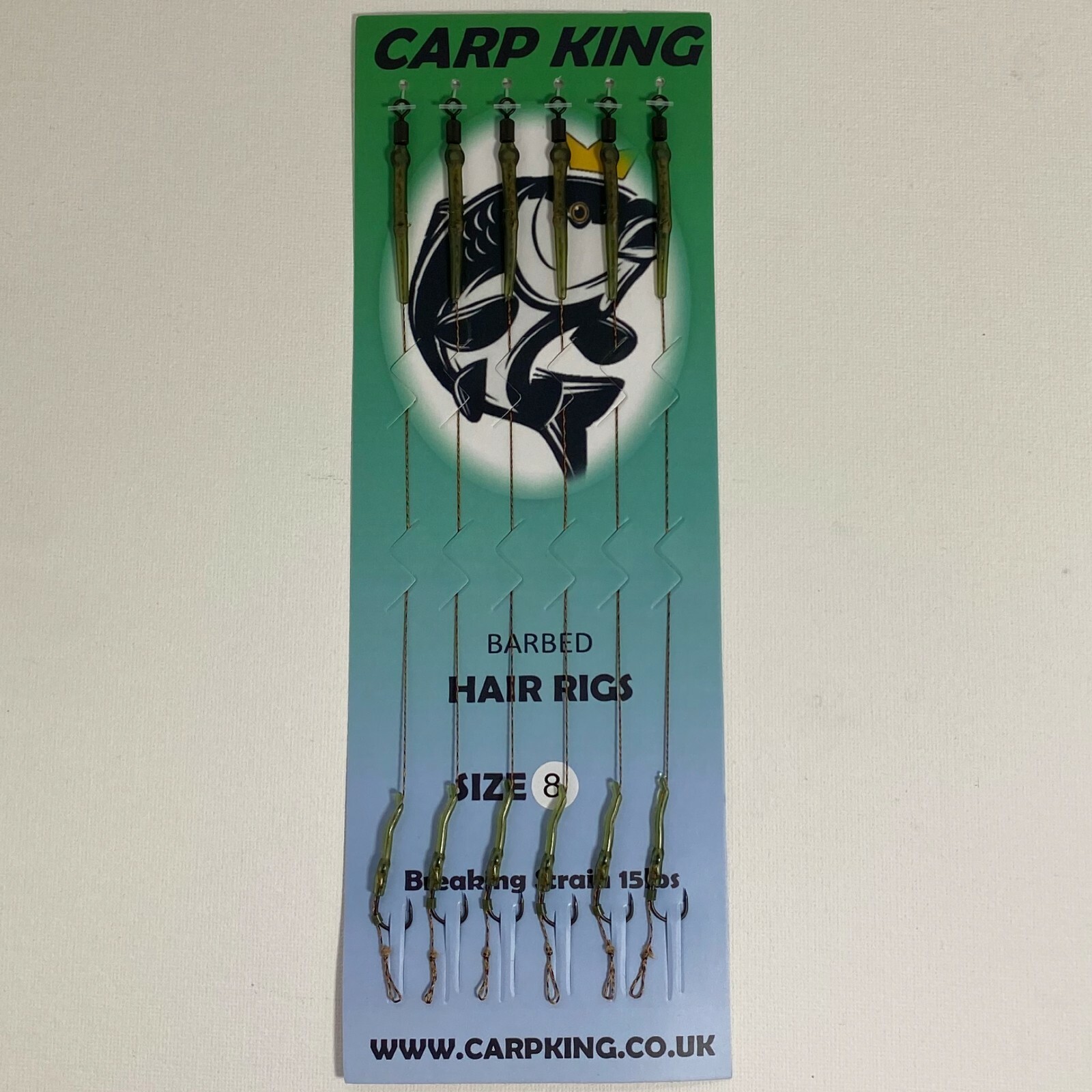 Hair Rigs X 6 PACK Barbed Size 4 6 8 10 Boilie Hook 15lb Camo Braid ...