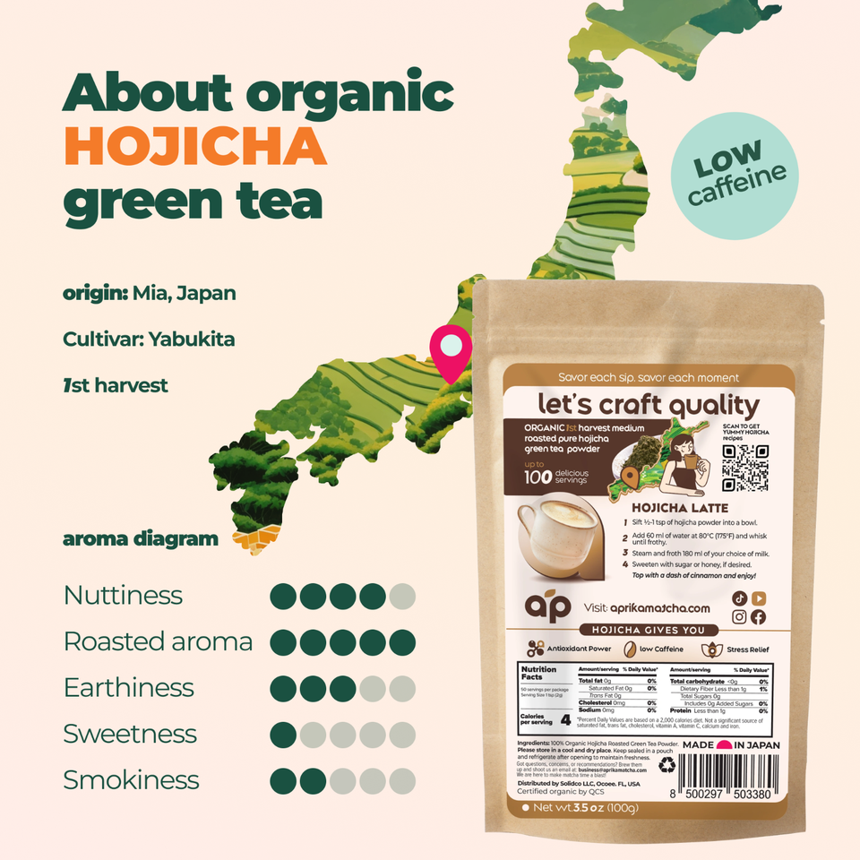 Organic Hojicha Roasted Green Tea Powder - Authentic Japanese Tea 100g ...