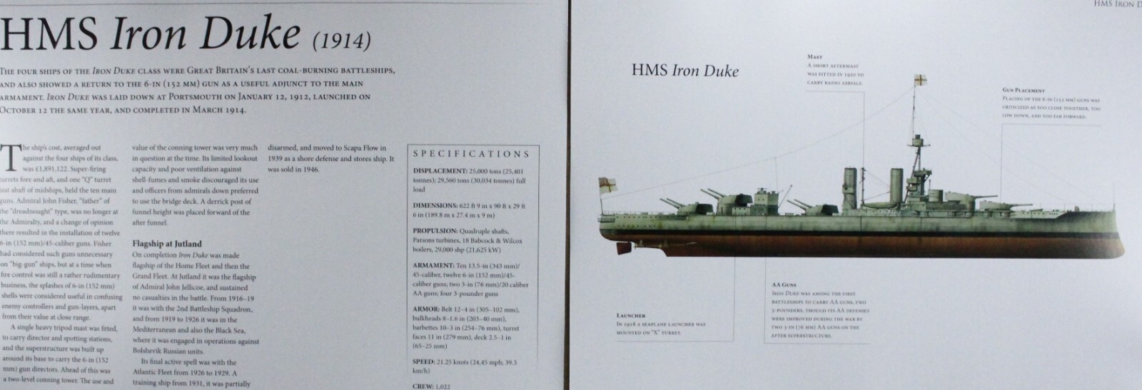 HMS Iron Duke Ship Boat Vessel Picture Detail Sheet Out of Print Wall ...